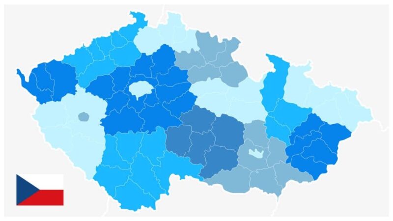 Mapa de República Checa con nombres y sin nombres