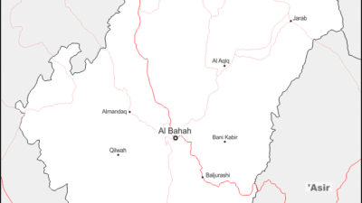Mapa de Al Bahah con nombres y sin nombres