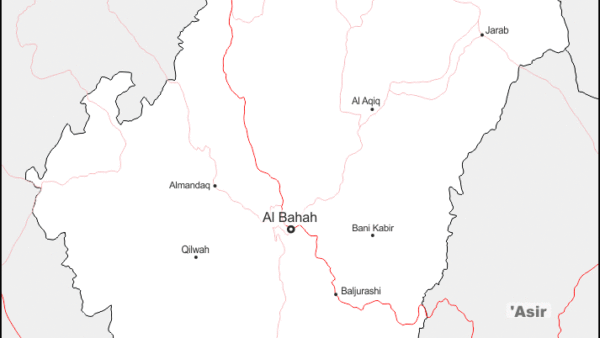 Mapa de Al Bahah con nombres y sin nombres