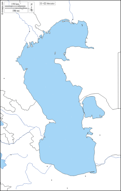 Mapa de Mar Caspio con nombres y sin nombres
