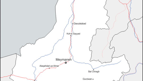 Mapa de Faryab con nombres y sin nombres