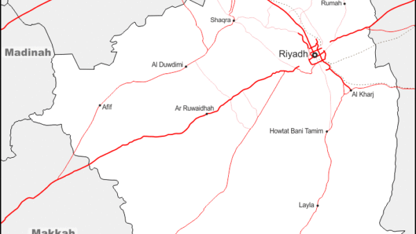 Mapa de Riad (Arabia Saudita) con nombres y sin nombres